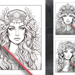 25 Pages Boho Bohemian Beauties Coloring Book Adult Coloring Pages ...