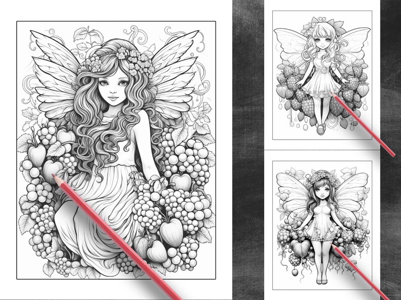 27 Pages Berry Fairy Adult Coloring Pages Fairies With - Etsy