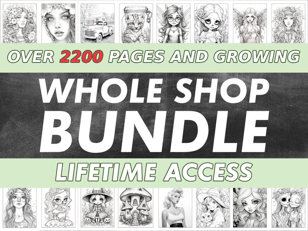 Whole Shop Bundle Adult Coloring Pages Grayscale Coloring Book Over ...