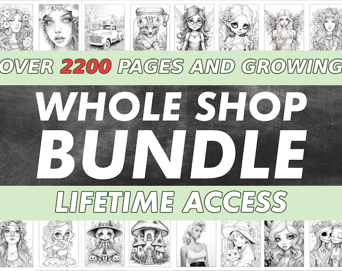 Whole Shop Bundle Adult Coloring Pages Grayscale Coloring Book Over ...