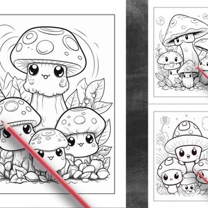 25 Pages Mushroom Cuties Coloring Book 2 - Adorable Adult Coloring ...