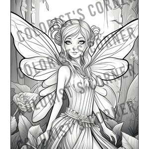25 Pages Enchanted Forest Fairies Coloring Book - Adult Coloring Pages ...