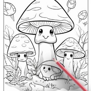 25 Pages Mushroom Cuties Coloring Book 2 - Adorable Adult Coloring ...