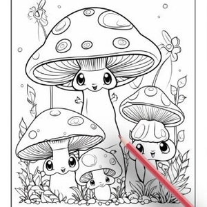 25 Pages Mushroom Cuties Coloring Book 2 - Adorable Adult Coloring ...
