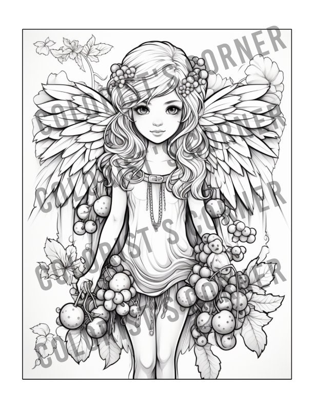 27 Pages Berry Fairy Adult Coloring Pages Fairies With - Etsy