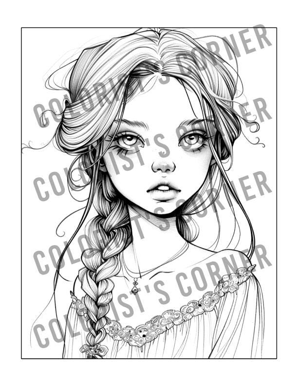32 Pages Alt Boho Coloring Book Adult Coloring Pages, Portrait Coloring ...