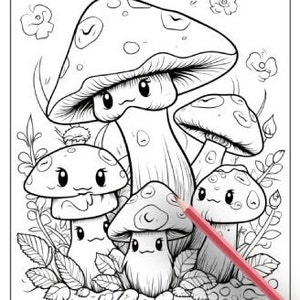 25 Pages Mushroom Cuties Coloring Book 2 - Adorable Adult Coloring ...