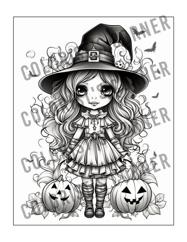 30 Pages Cute Witches Coloring Book Halloween Adult Coloring Pages ...
