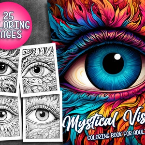 Colorist's Corner 25 Pages Mystic Visions Beautiful Eyes Adult Coloring ...