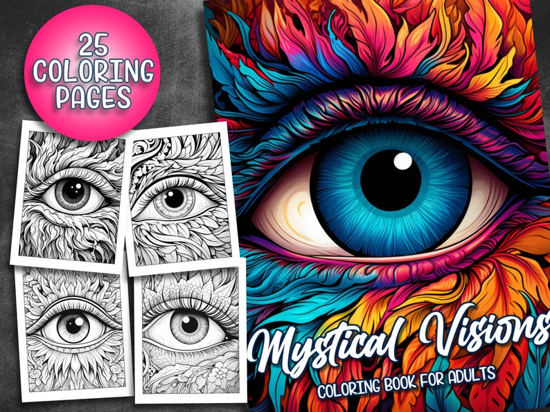 Colorist's Corner 25 Pages Mystic Visions Beautiful Eyes Adult Coloring ...