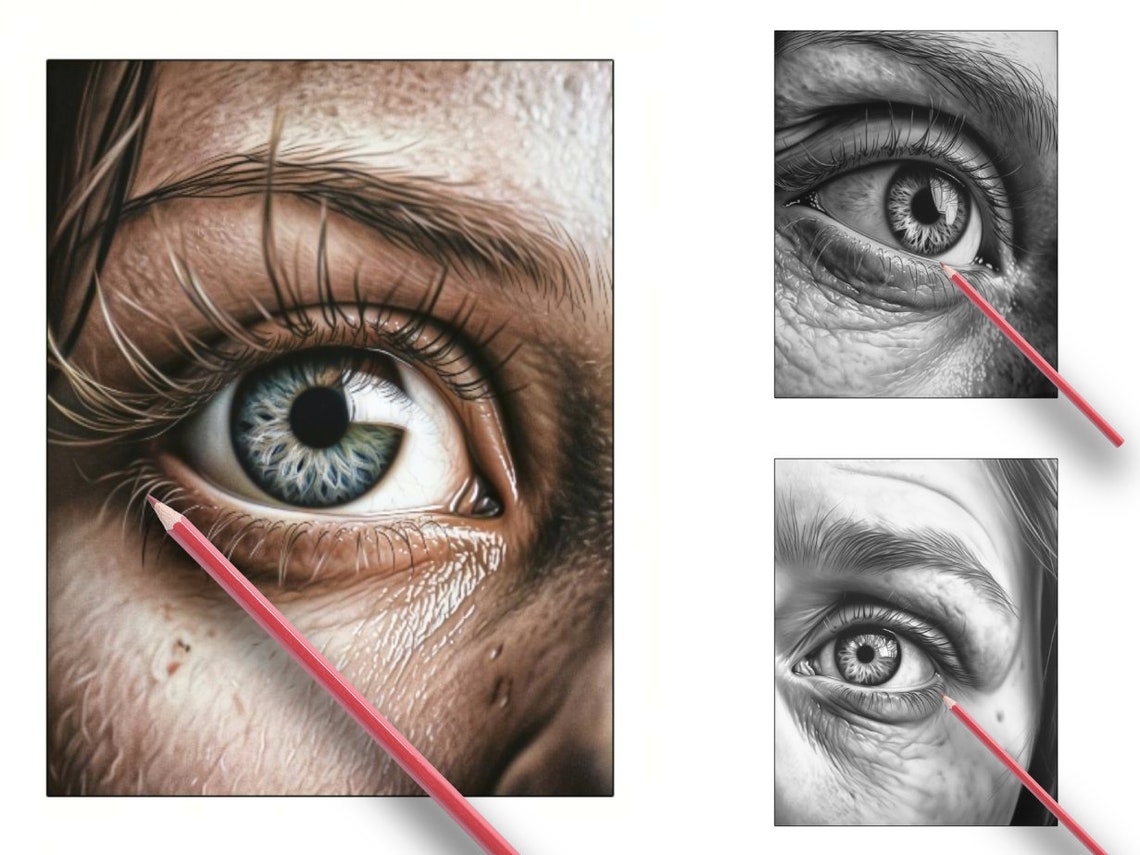 31 Pages Expressive Eyes Coloring Book - Adult Coloring Pages, Close up ...