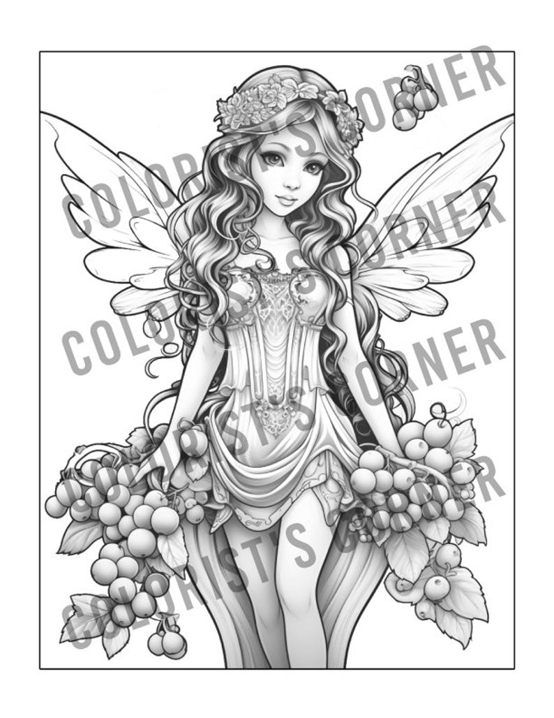 27 Pages Berry Fairy Adult Coloring Pages Fairies With - Etsy