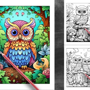 25 Pages Forest Owls Coloring Book - Animal Adult Coloring Pages ...