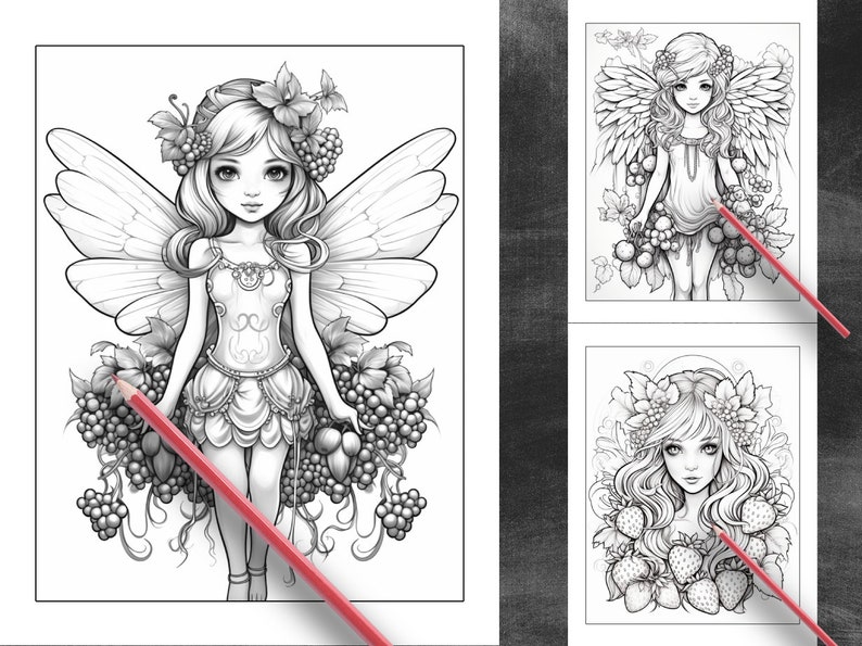 27 Pages Berry Fairy Adult Coloring Pages Fairies With - Etsy