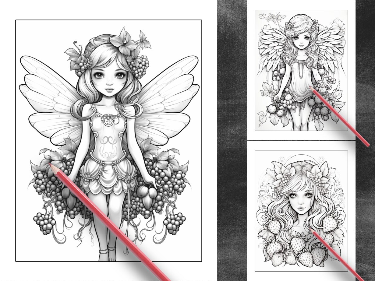 27 Pages Berry Fairy Adult Coloring Pages Fairies With - Etsy