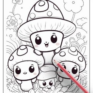25 Pages Mushroom Cuties Coloring Book 2 - Adorable Adult Coloring ...