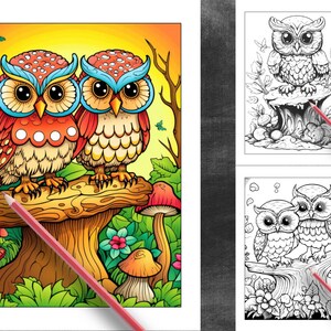 25 Pages Forest Owls Coloring Book - Animal Adult Coloring Pages ...