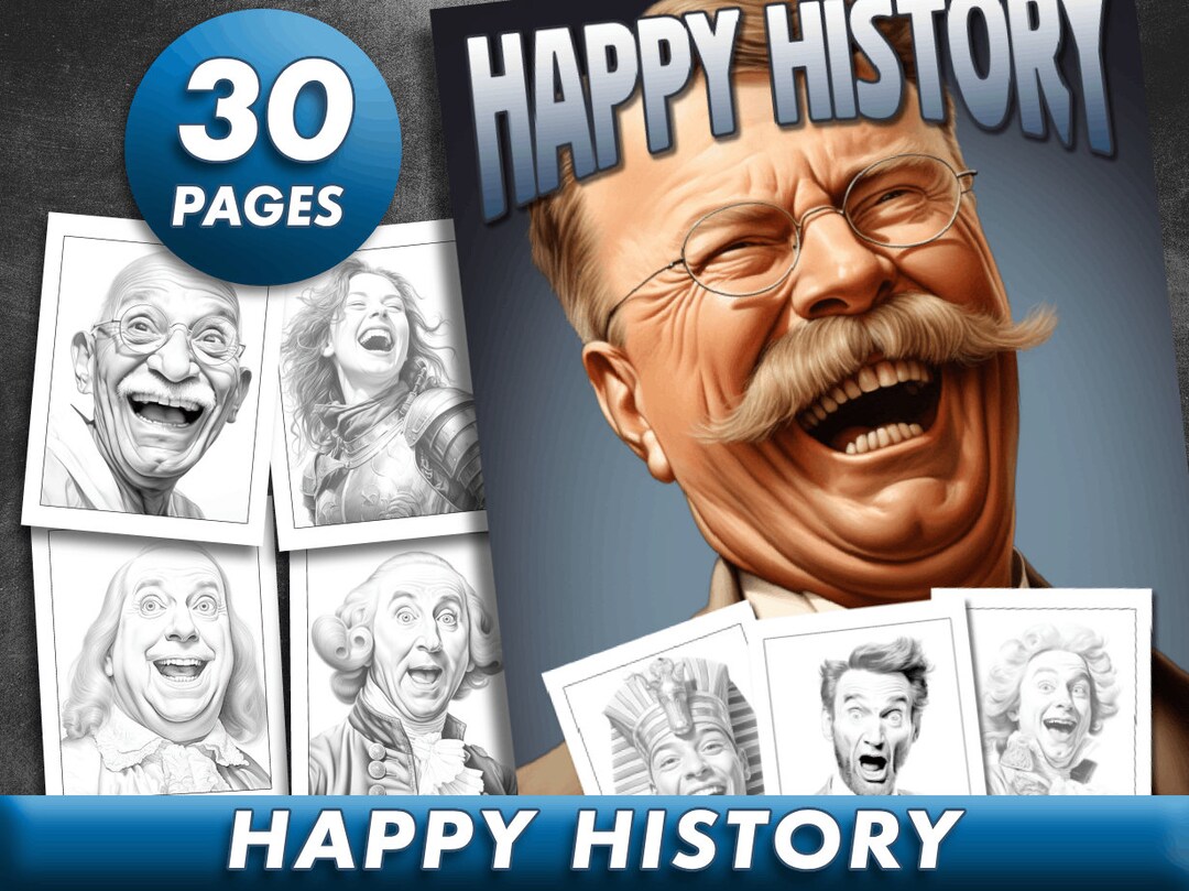30 Pages Happy History Coloring Book Adult Coloring Pages, Fun Filled ...