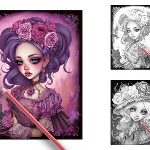 30 Pages Gothic Girls Coloring Book Adult Coloring Pages, Kids Coloring ...