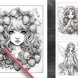 27 Pages Berry Fairy Adult Coloring Pages, Fairies With Strawberries ...