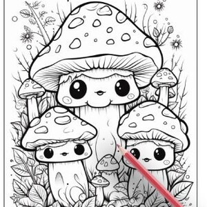 25 Pages Mushroom Cuties Coloring Book 2 - Adorable Adult Coloring ...