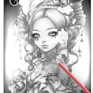 30 Pages Gothic Girls Coloring Book Adult Coloring Pages, Kids Coloring ...