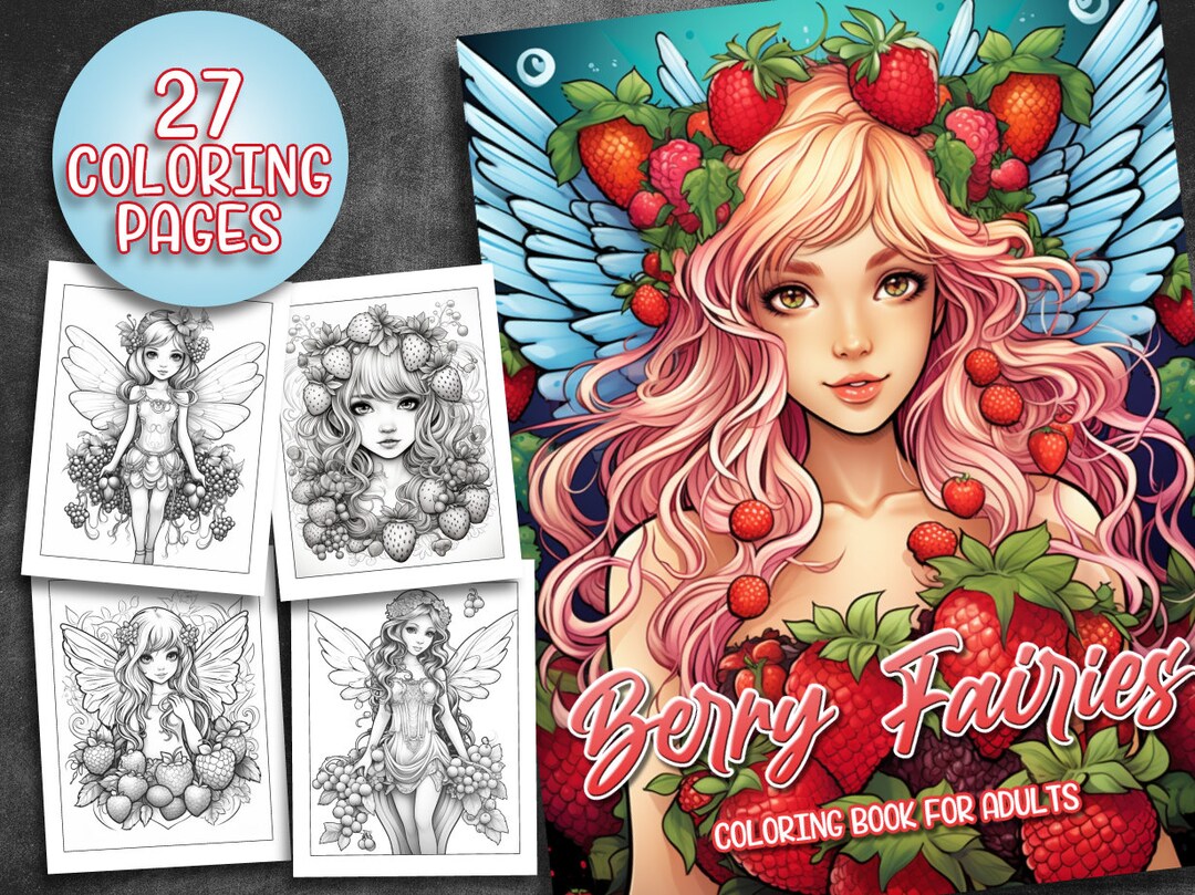 27 Pages Berry Fairy Adult Coloring Pages, Fairies With Strawberries ...