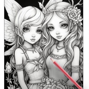 29 Pages Gothic Fairies Coloring Book Adult Coloring Pages, Instant ...