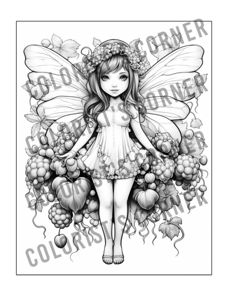 27 Pages Berry Fairy Adult Coloring Pages Fairies With - Etsy