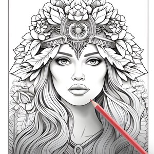 25 Pages Boho Bohemian Beauties Coloring Book Adult Coloring Pages ...