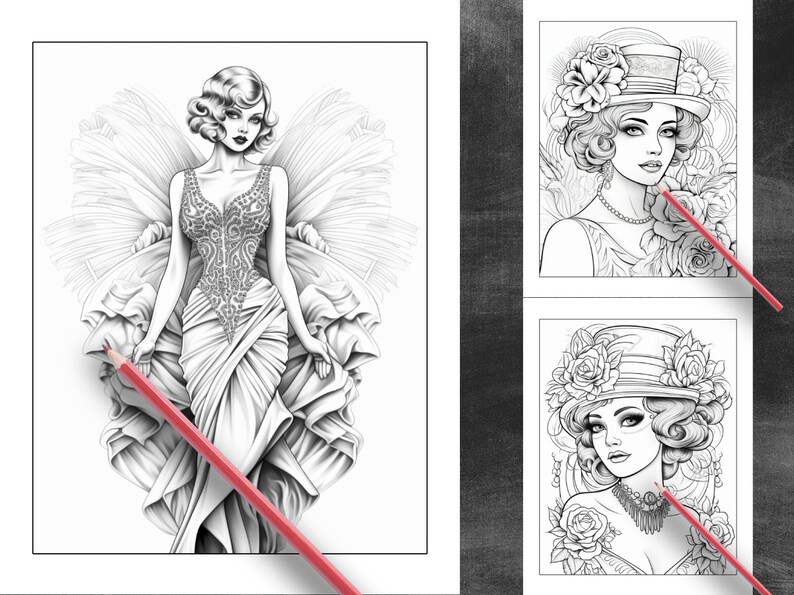 18 Pages Women of Cabaret Coloring Book Adult Coloring Pages, , Instant ...