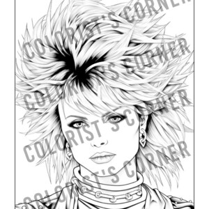 30 Pages Hair Metal Coloring Book Adult Coloring Pages, Glam Rock ...