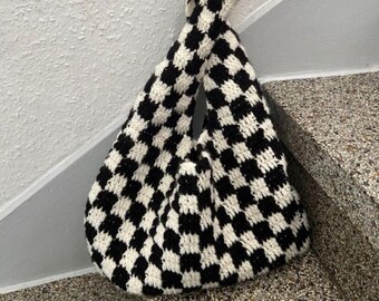 Checkerboard Tote Bag Checkered Tote Bag Spring Tote Bag - Etsy