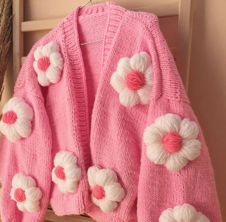Daisy Cardigan, Chunky Cardigan, Crochet Daisy Cardigan, Handmade ...