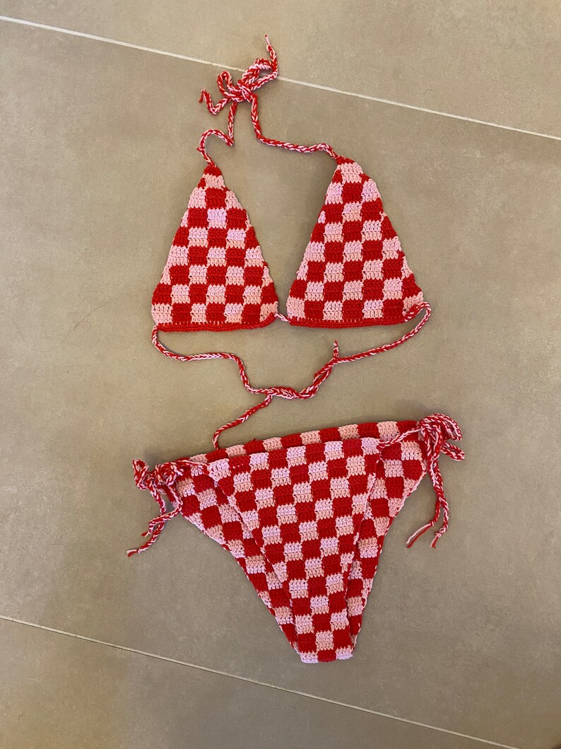 Checkered Crochet Bikini Set Crochet Bikini Crochet Bikini Etsy