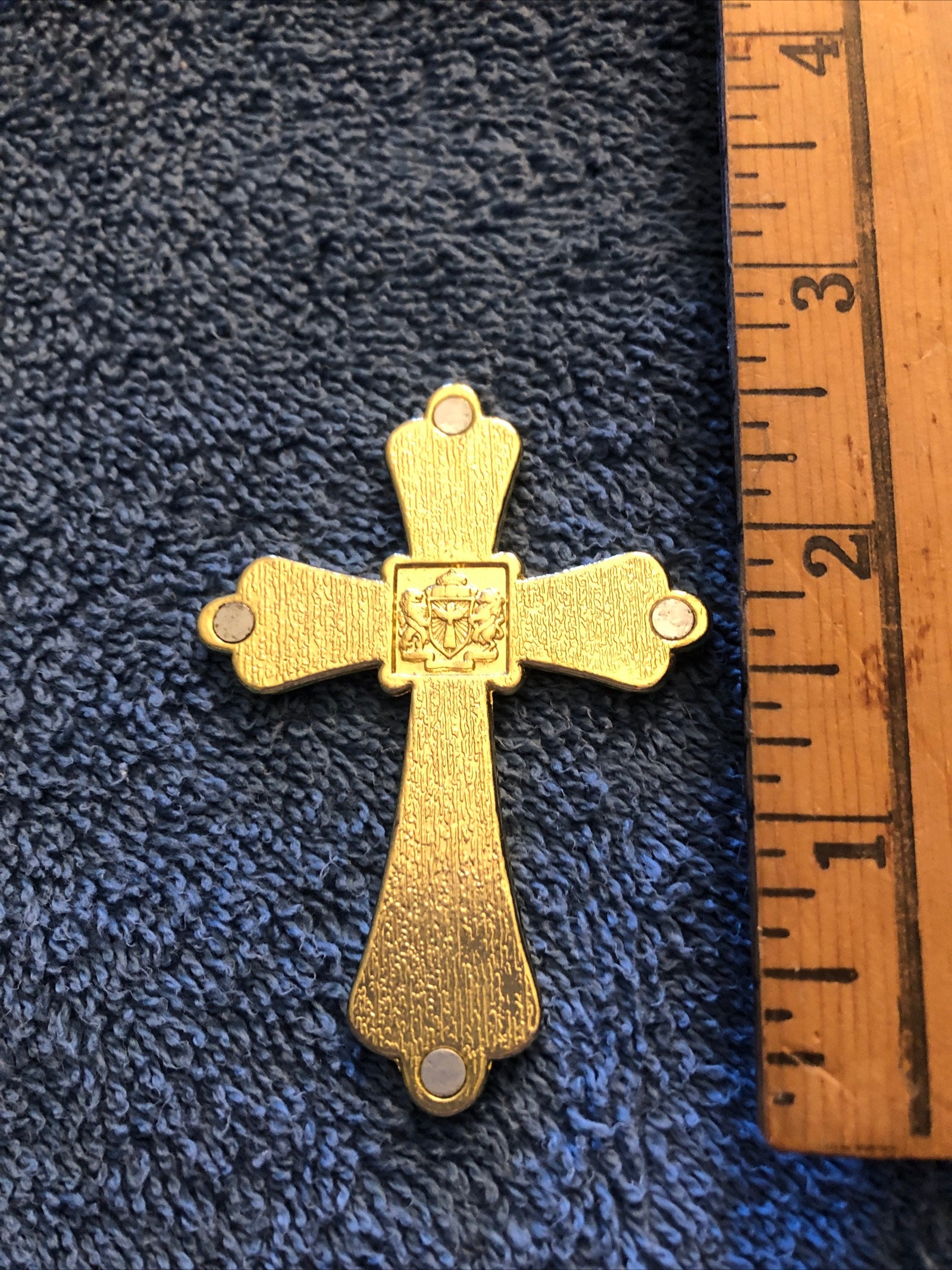 Magnetic Red and Gold Toned Rhinestone Cross - Etsy