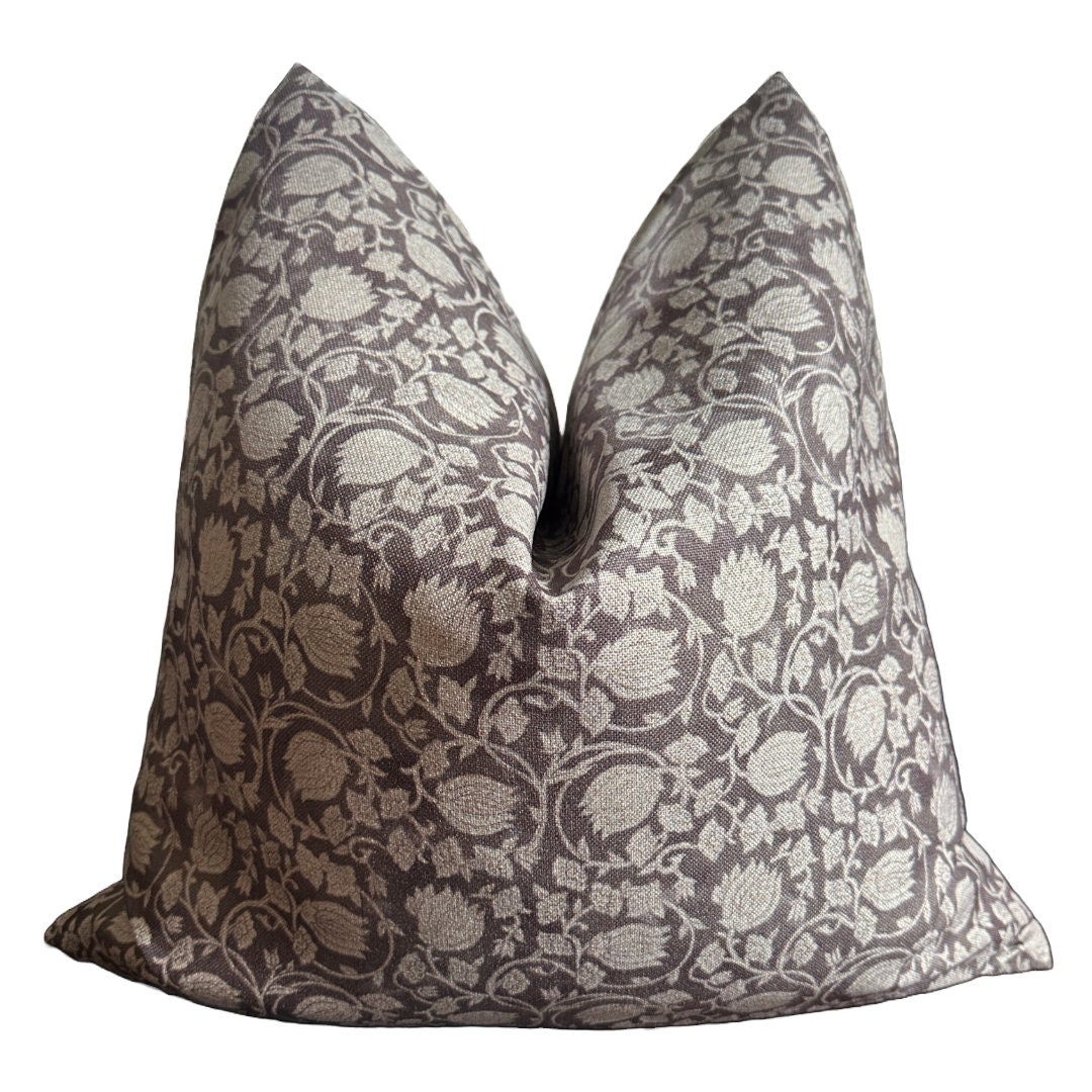 Hannah Outdoor/indoor Pillow Cover, Floral, Beige, Tan, Brown, Bohemian ...