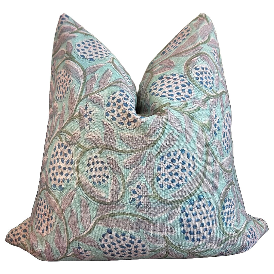 Zia Outdoor/indoor Pillow Cover, Floral, Teal, Tan, Turquoise, Purple ...