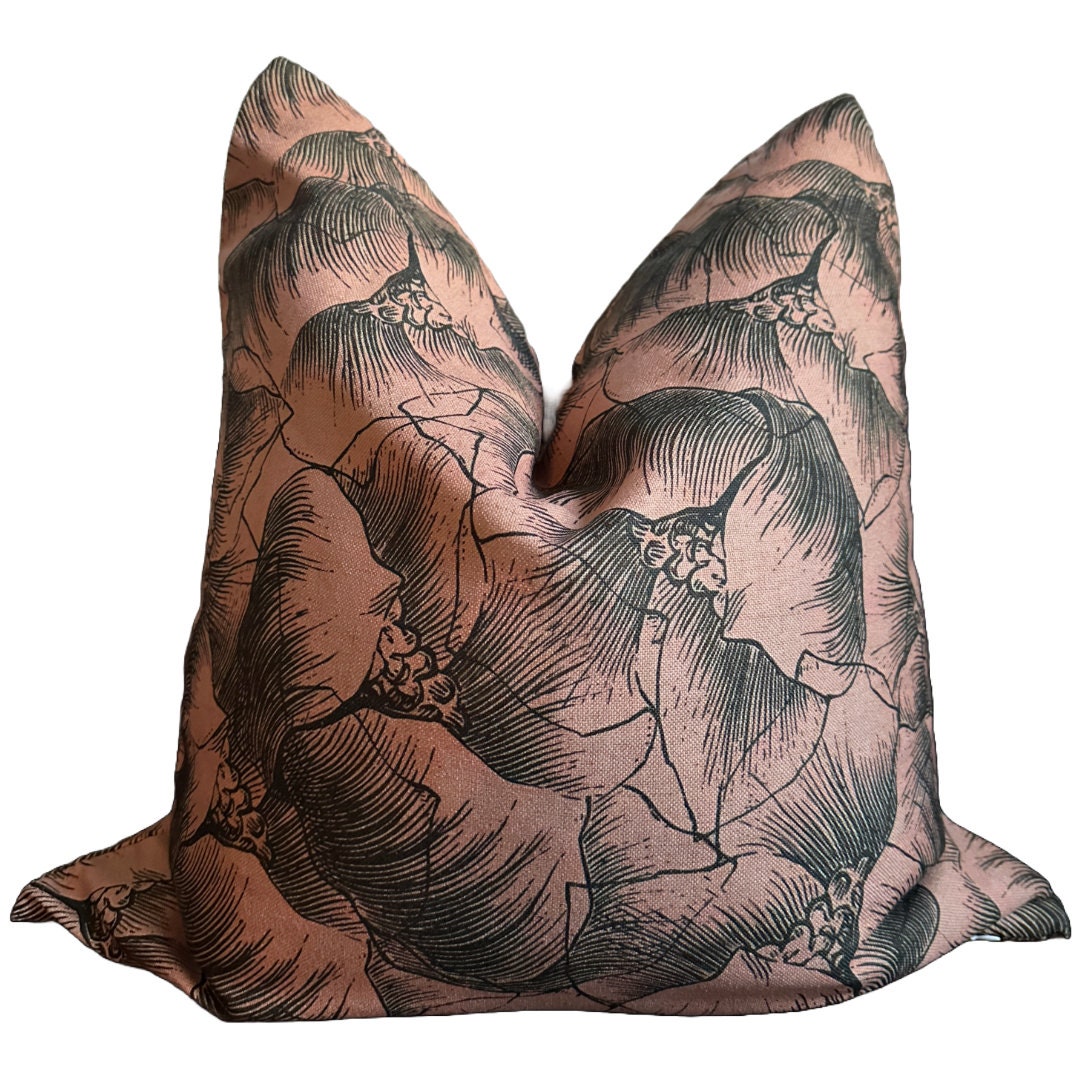 Milo, Outdoor/indoor Pillow Cover, Geometric, Peach, Black, Bohemian ...