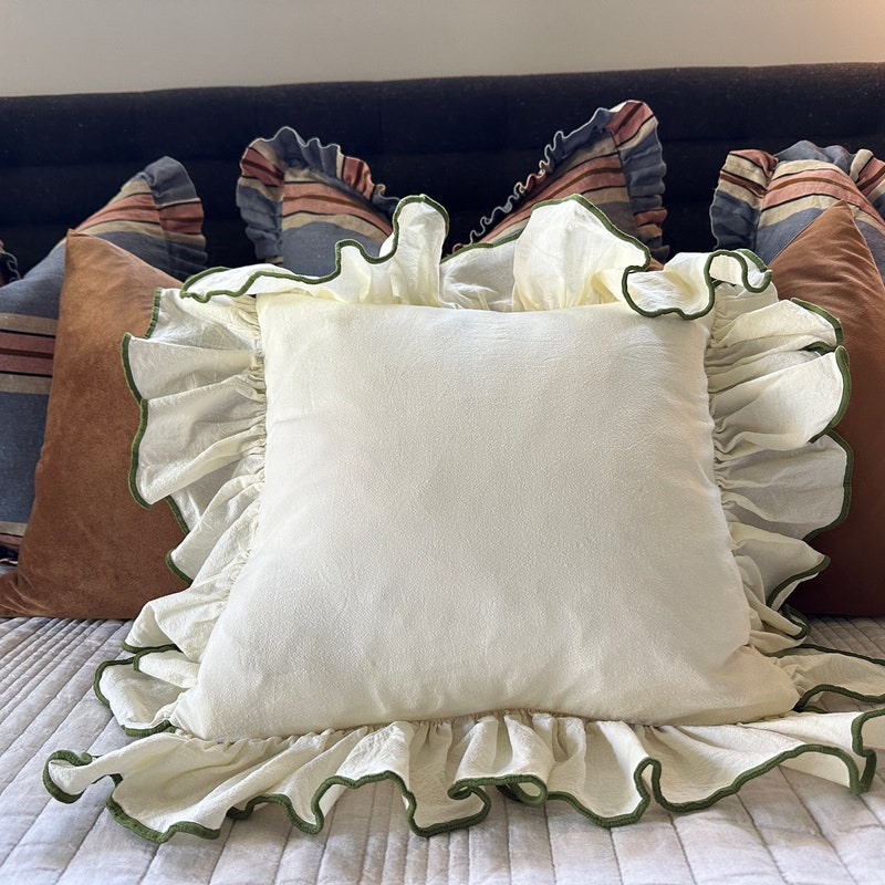 Linen Ruffled Pillow - Etsy
