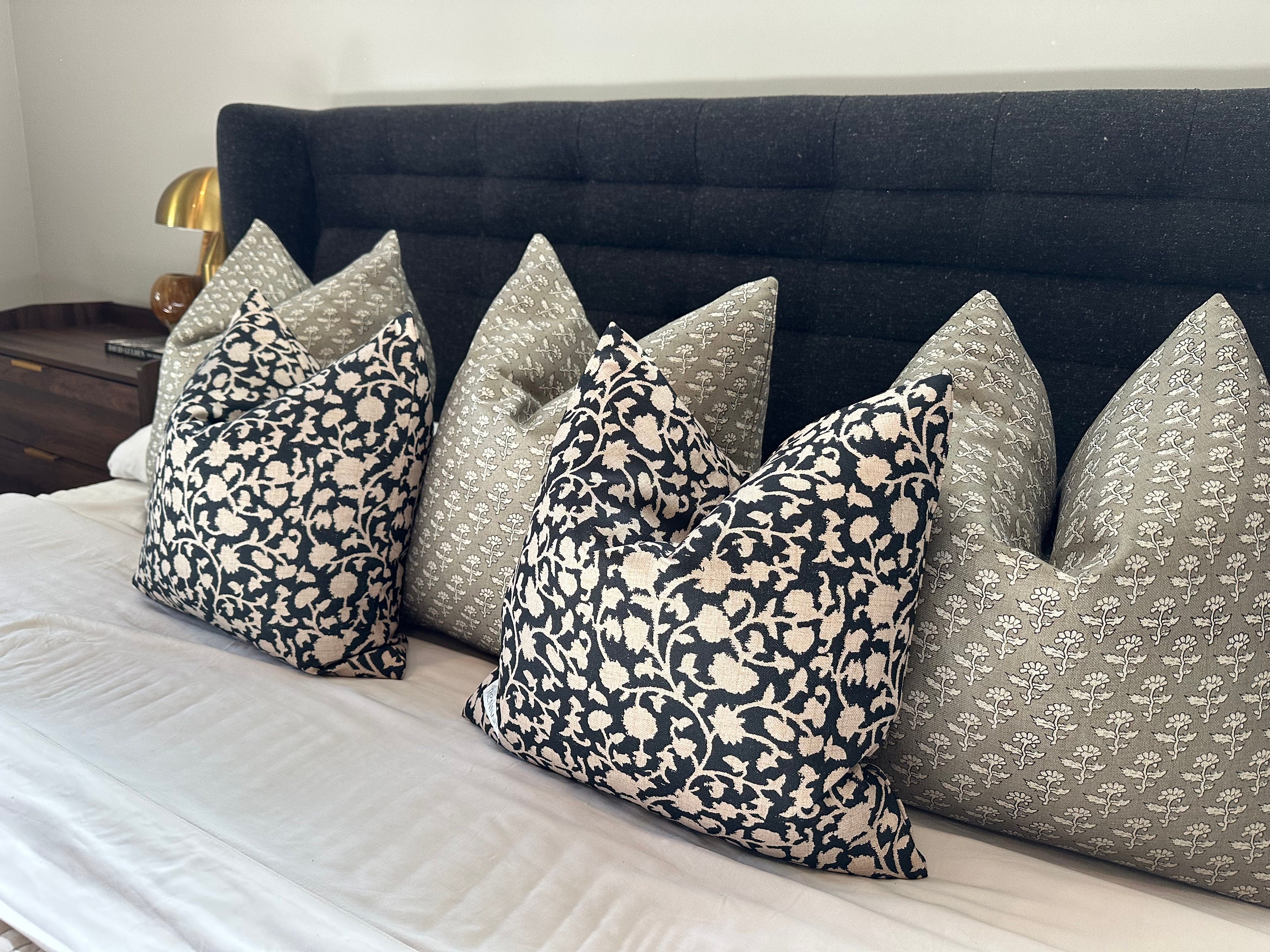 Pepper Pillow Cover, Cream, Black, Floral, Designer, Bohemian Eclectic ...