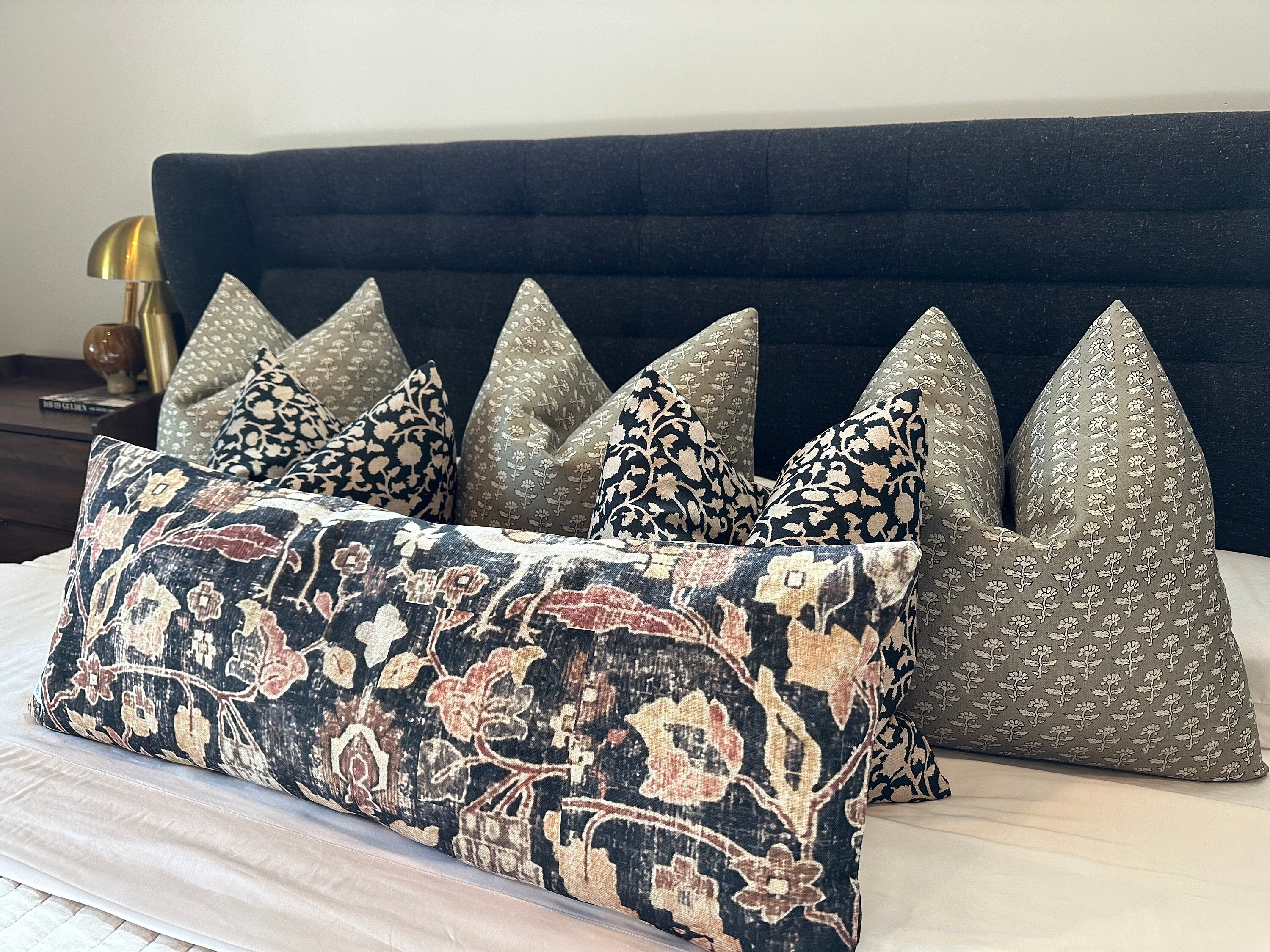 Pepper Pillow Cover, Cream, Black, Floral, Designer, Bohemian Eclectic ...