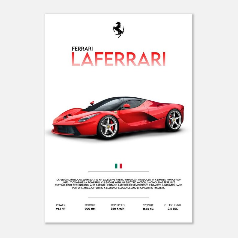 Supercar Ferrari Laferrari Poster Sport Car Wall Art Perfect Christmas ...