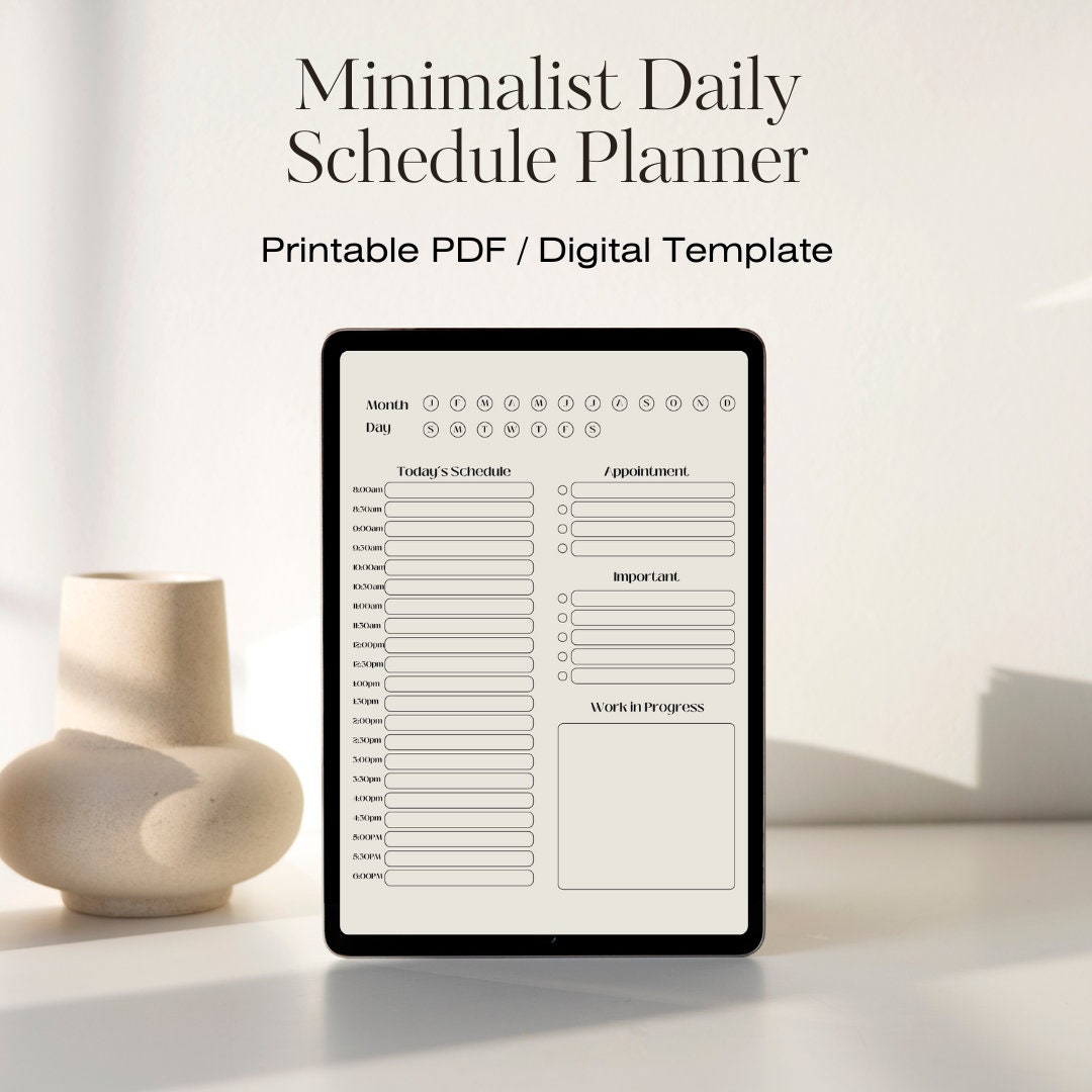 Minimalist Daily Schedule Planner - Etsy