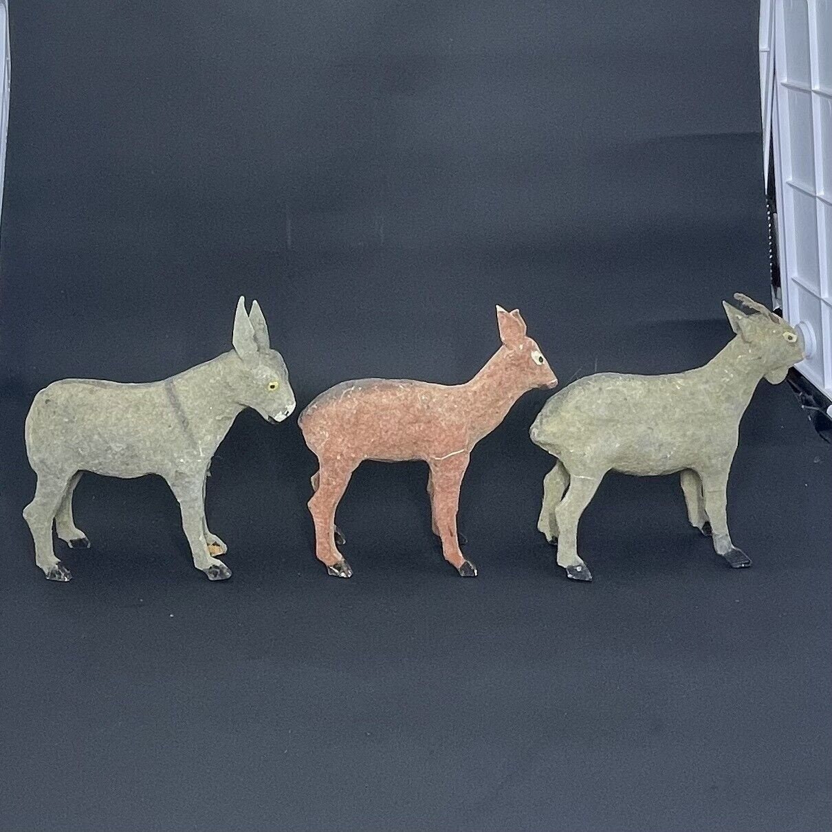 Antique German Putz Matchstick Leg Flocked Animals Set of 3 - Etsy