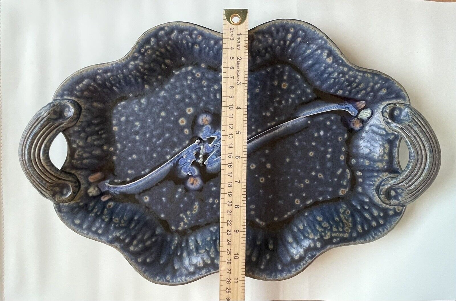 Hank Goodman Wavy Platter Artisan Pottery Scalloped Edge Signed Handles ...