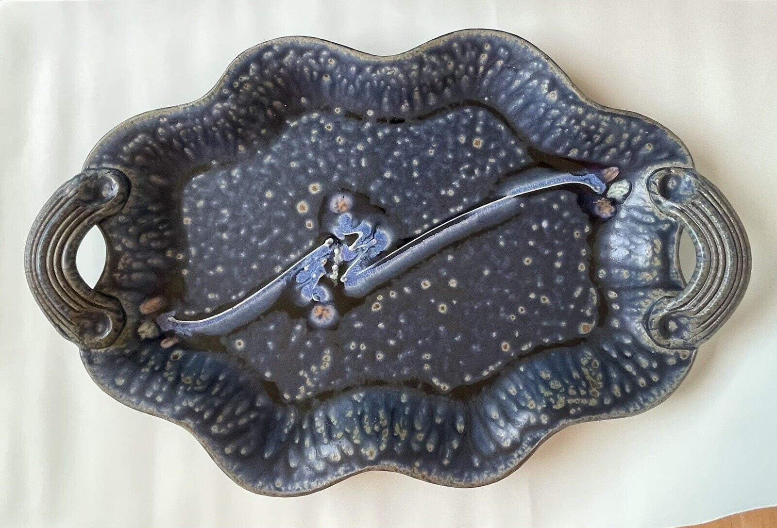 Hank Goodman Wavy Platter Artisan Pottery Scalloped Edge Signed Handles ...