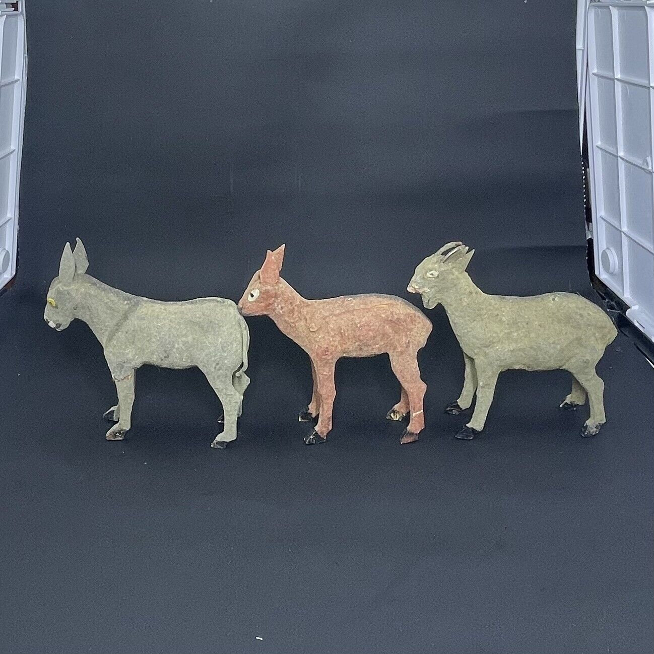 Antique German Putz Matchstick Leg Flocked Animals Set of 3 - Etsy