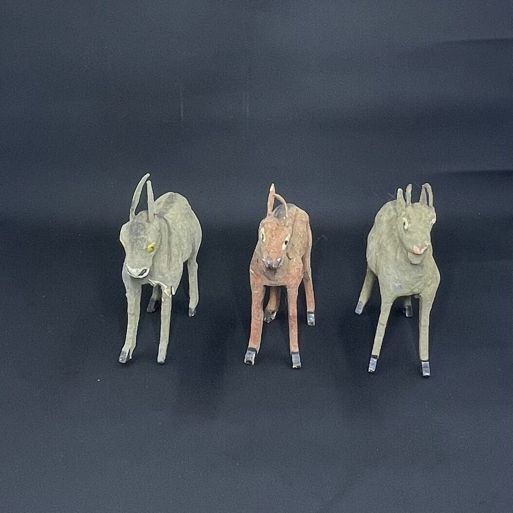 Antique German Putz Matchstick Leg Flocked Animals Set of 3 - Etsy