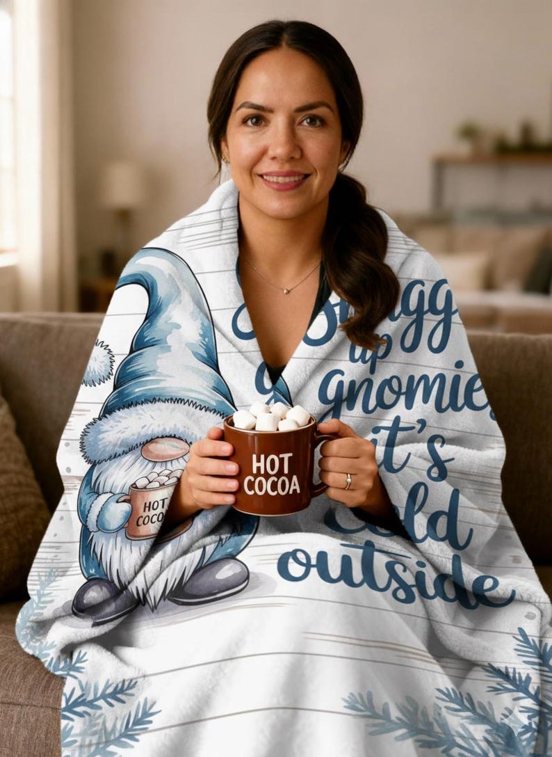 Snuggle up Gnomies It's Cold Outside Velveteen Plush Blanket | Winter ...